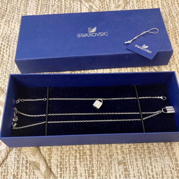 Swarovski | Jewelry | Swarovski Lock Necklace And Bracelet Set | Poshmark